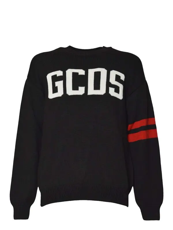 Gcds Striped Logo Sweater - Nero