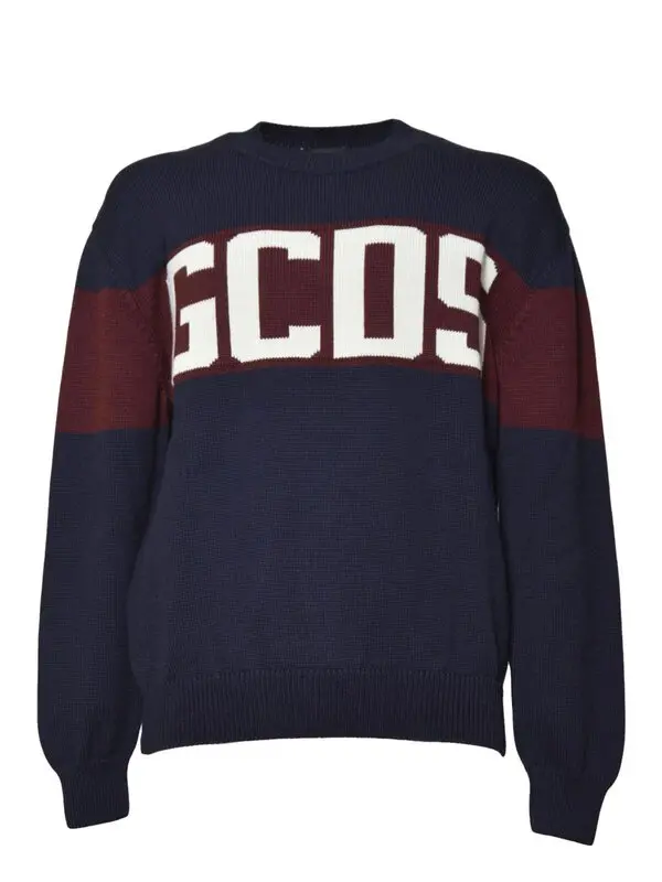 Gcds Striped Logo Pullover - Blu
