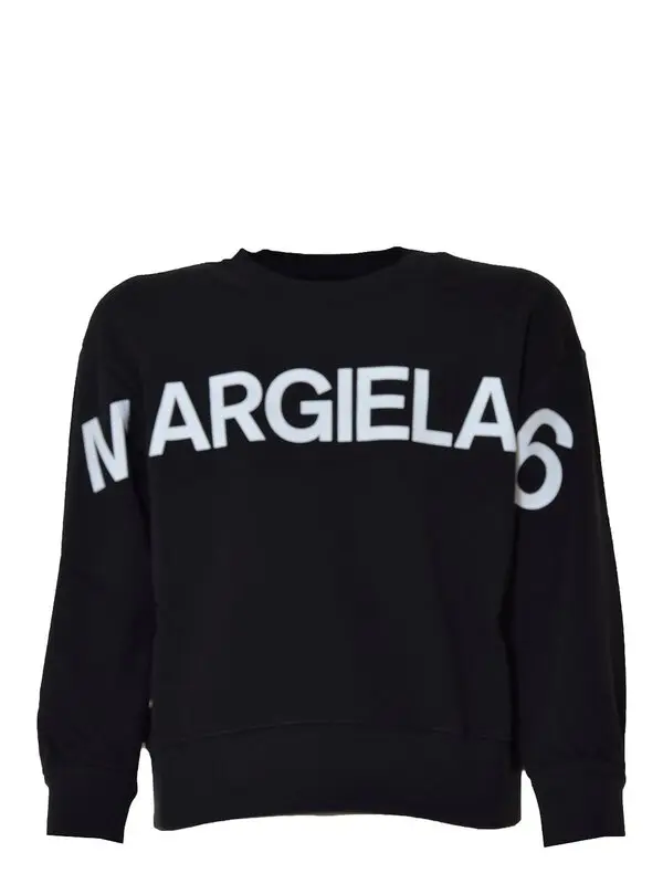 MAISON MARGIELA Crew Neck Pullover With Graphic Print - Nero