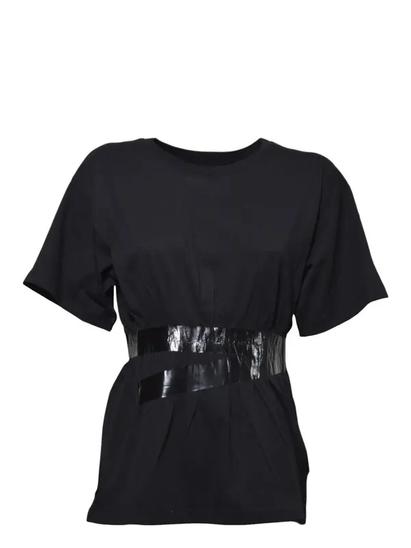 MAISON MARGIELA Black T-shirt With Patent Belt Detail - Nero