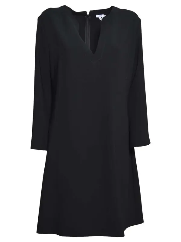 Aspesi Long Sleeve V-neck Dress - Nero