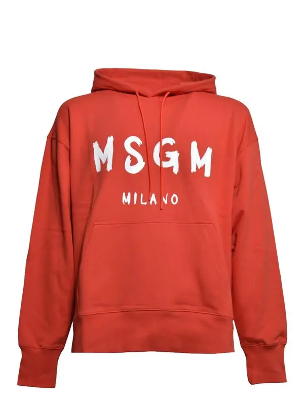 MSGM Hoodie With Logo - Rosso