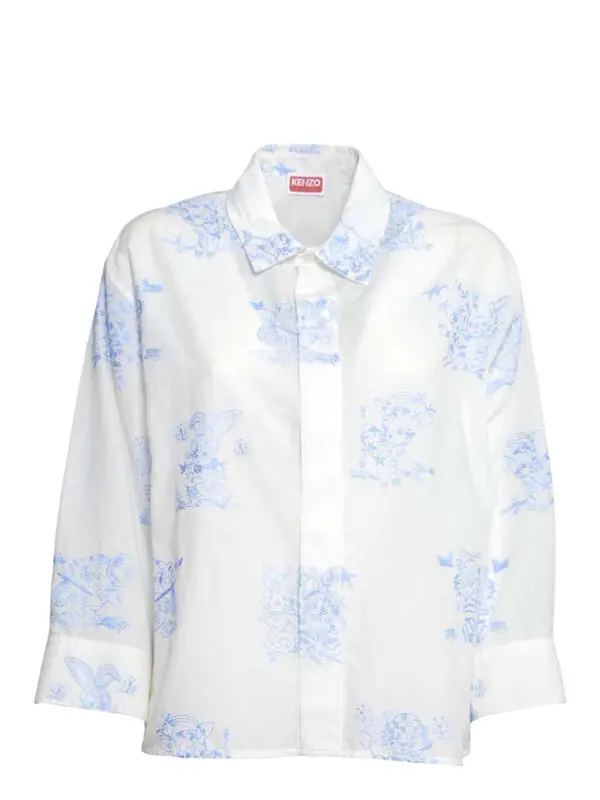 Kenzo Printed Shirt - Bianco/azzurro