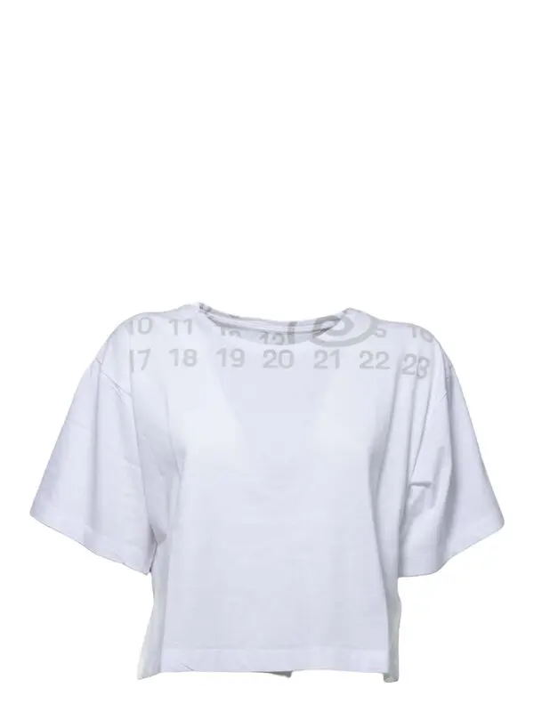 MAISON MARGIELA White Cotton T-shirt With Graphic Print - Bianco