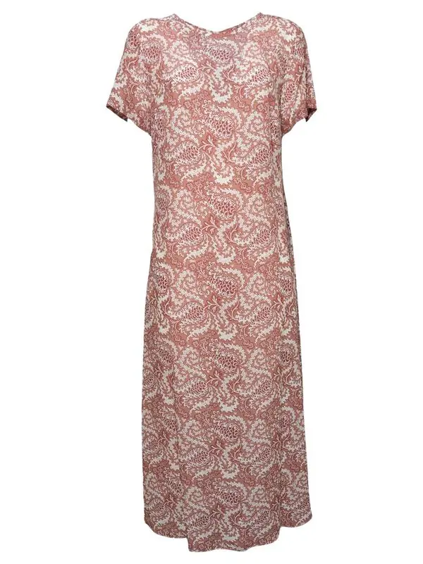 Max Mara Printed V-neck Maxi Dress - Rosso