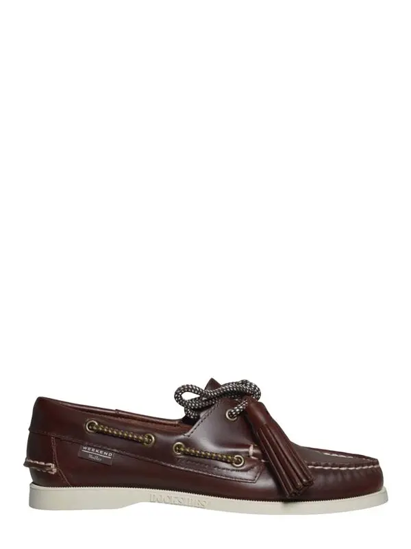 Max Mara Leather Boat Shoes - Marrone