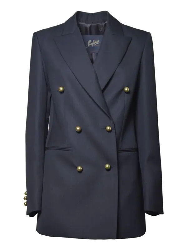 Seafarer Double Breasted Blazer With Gold Buttons - Blu