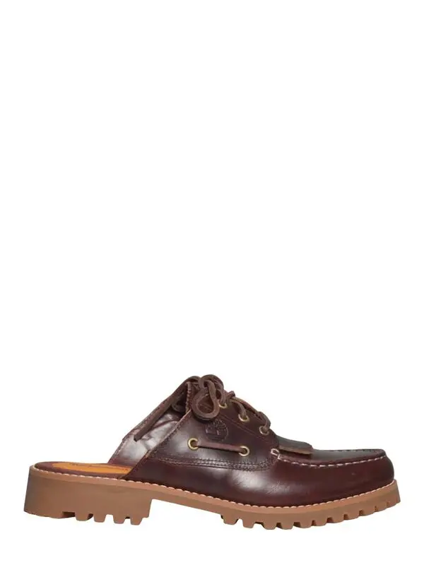 Timberland Leather Mules With Lace-up Detail - Vinaccia