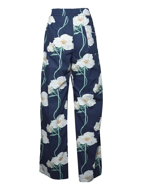 Kenzo Floral Print Wide Leg Trousers - Blu Navy