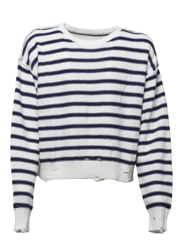MAISON MARGIELA Striped Distressed Sweater - Bianco/blu