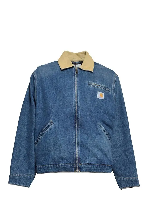 Carhartt Work In Progress Denim Jacket With Corduroy Collar - Denim Scuro