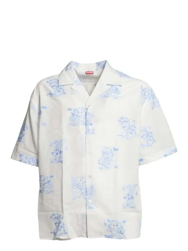 Kenzo Short Sleeve Printed Shirt - Bianco/azzurro