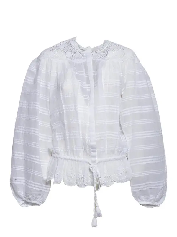 MARANT ETOILE Embroidered Lace Trimmed Pullover - Bianco