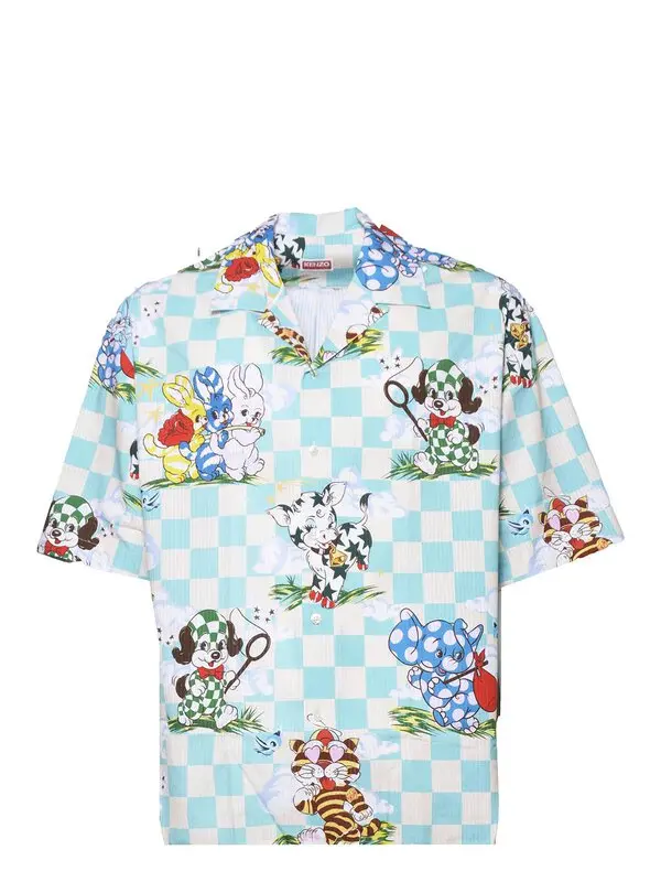 Kenzo Short Sleeve Printed Shirt - Azzurro