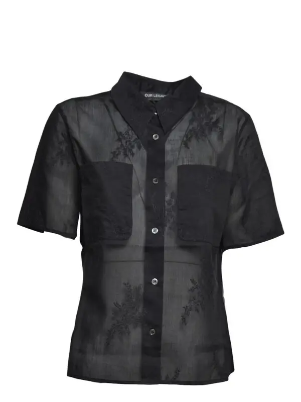 Our Legacy Black Sheer Embroidered Shirt - -97