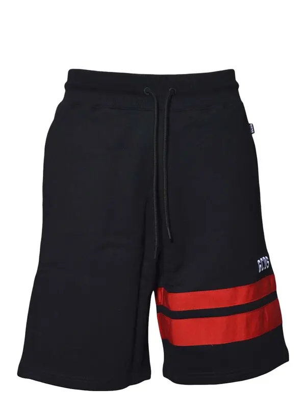 Gcds Black Shorts With Red Stripe Detail - Nero/rosso
