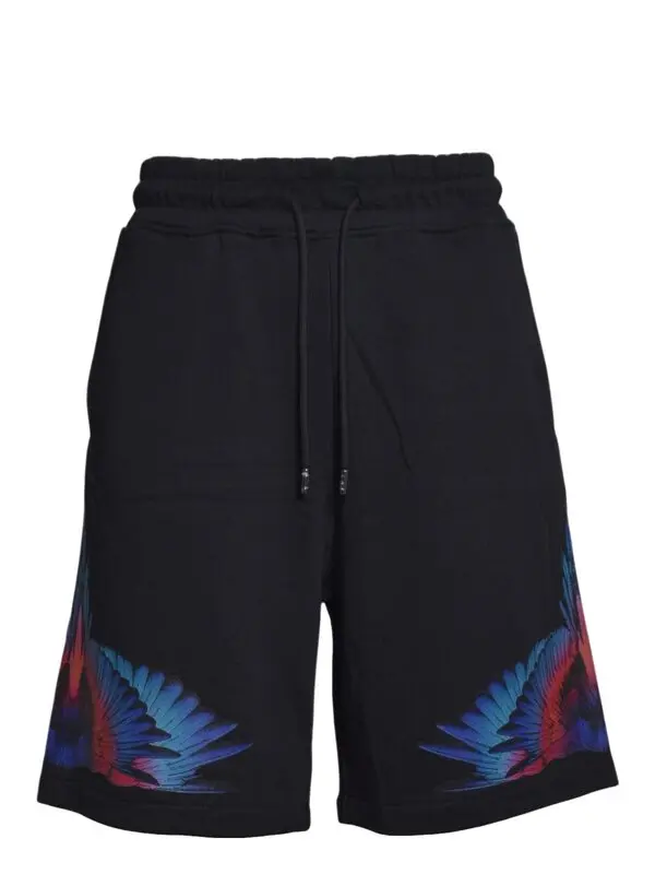 MARCELO BURLON COUNTY OF MILAN Black Cotton Printed Shorts - Nero
