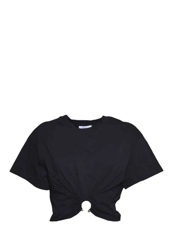 Rabanne Black T-shirt With Ring Detail - Nero