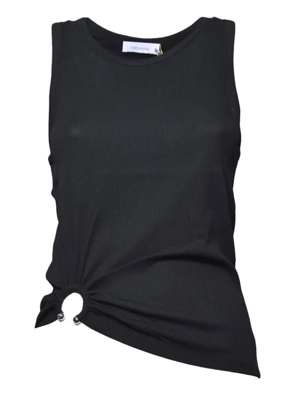 Rabanne Ribbed Knit Tank With Ring Detail - Nero