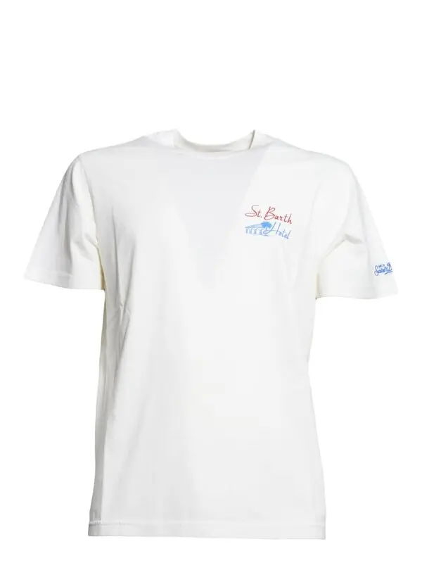MC2 SAINT BARTH St. Barth Cotton T-shirt With Printed Logo - Bianco