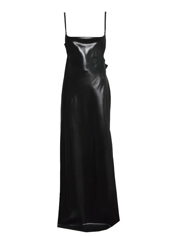 COURREGES Courrèges Black Faux Leather Maxi Dress - Nero