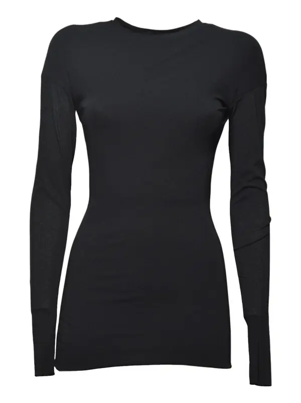 JIL SANDER Black Long Sleeve Fine Knit Top - Nero