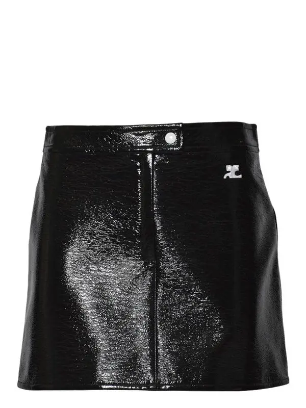 COURREGES Courrèges Black Patent Leather Mini Skirt - Nero