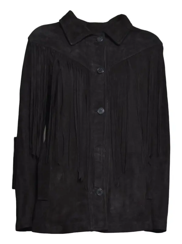 BLUSOTTO Suede Fringe Jacket - Nero