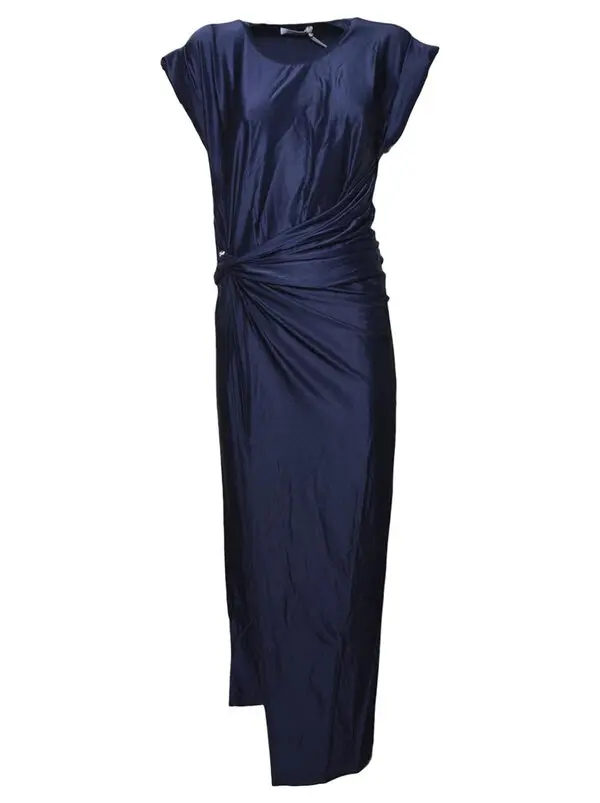Rabanne Ruched Knotted Maxi Dress - Blu