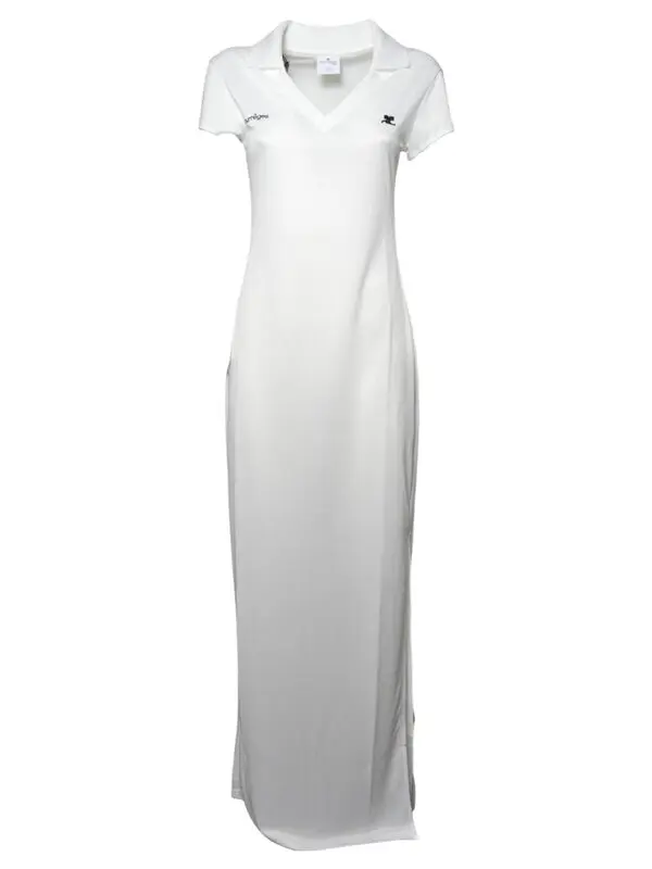 COURREGES Courrèges White Collared Maxi Dress - Nero/bianco