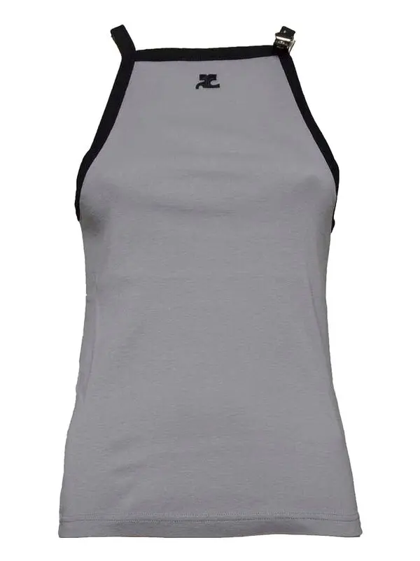 COURREGES Courrèges Halter Neck Tank Top - Grigio/nero