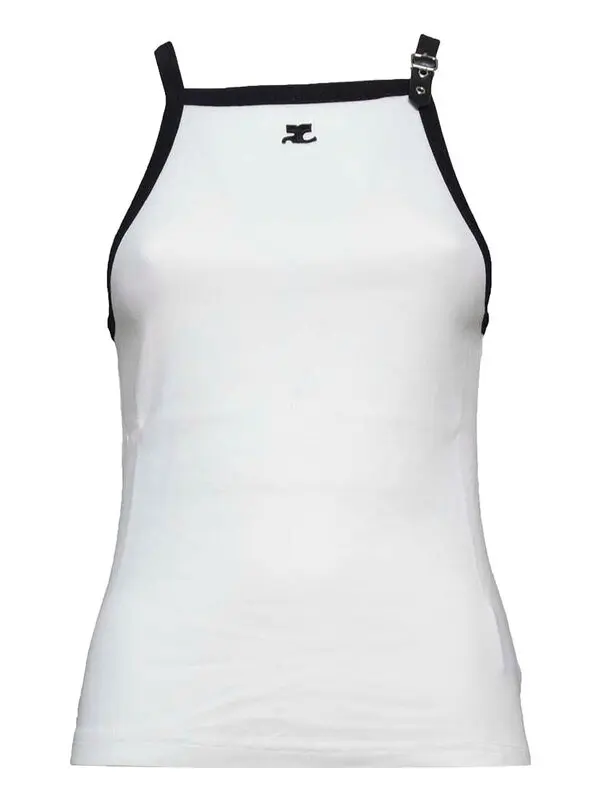 COURREGES Courrèges Halter Neck Tank Top - Bianco/nero