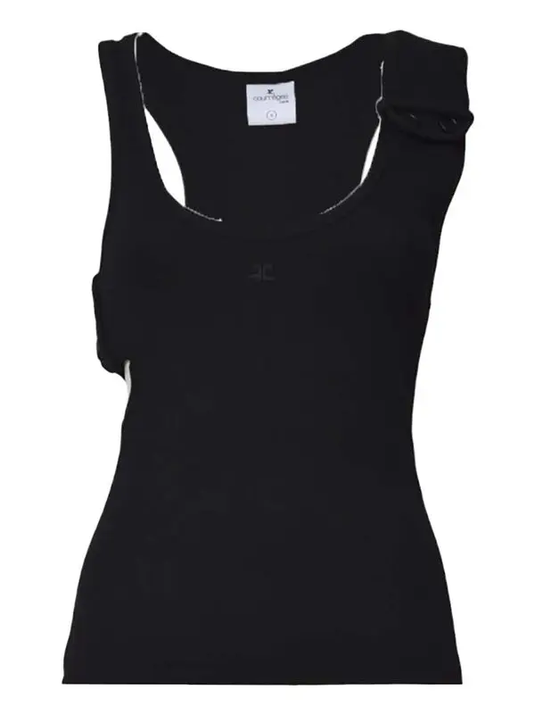 COURREGES Courrèges Black Tank Top With Button Detail - Nero