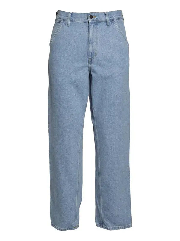Carhartt Work In Progress Light Wash Straight Leg Carpenter Jeans - Blu