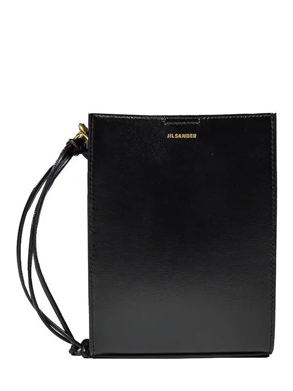 JIL SANDER Black Leather Drawstring Bag - Nero