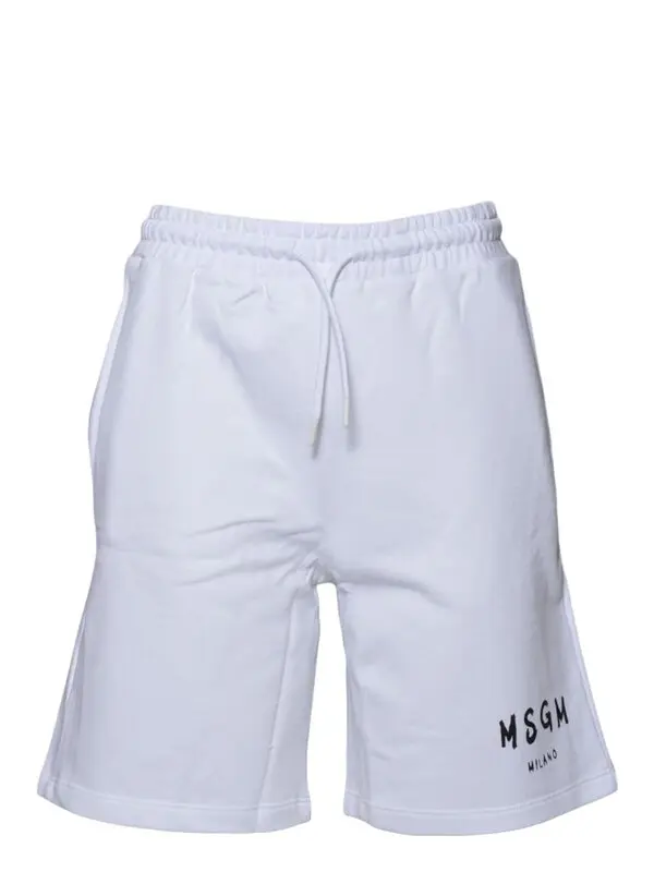 MSGM Drawstring Waistband Shorts - Bianco