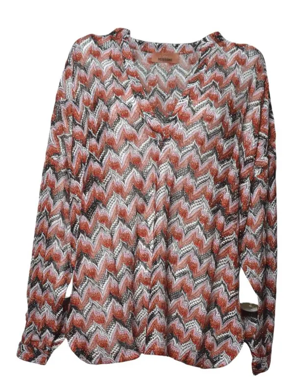 Missoni Long Sleeve V-neck Shirt - Rosso/nero