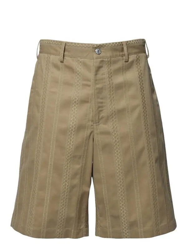 MSGM Tailored Shorts With Striped Texture - Cammello