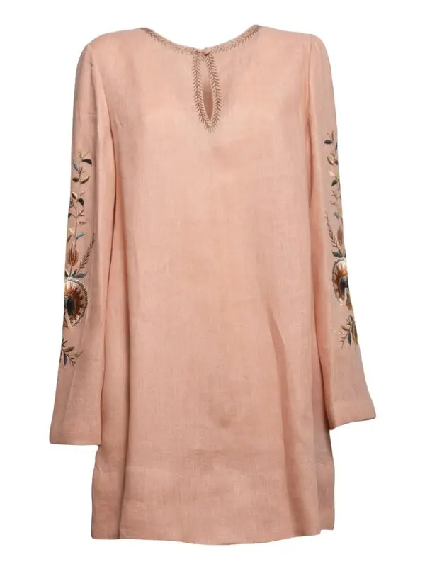 FORTELA Embroidered Linen Shirt - Pesca
