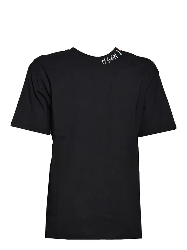 MSGM T-shirt With Embroidered Logo - Nero