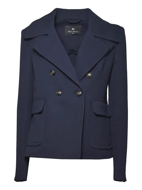 Etro Double Breasted Jacket - Blu Notte