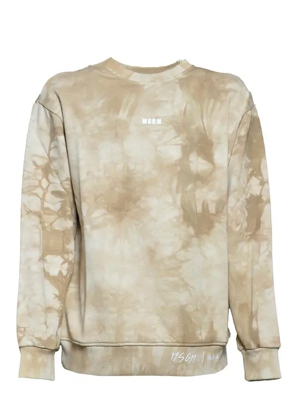 MSGM Tie-dye Pullover Sweatshirt - Beige