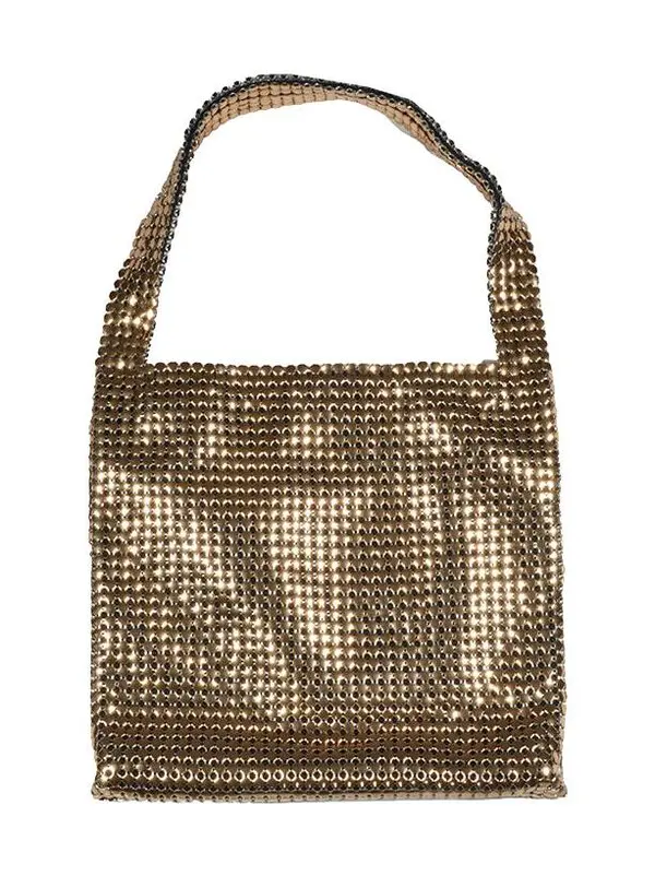 Rabanne Soft Square Shoulder Bag In Aluminum Metal Mesh - Oro