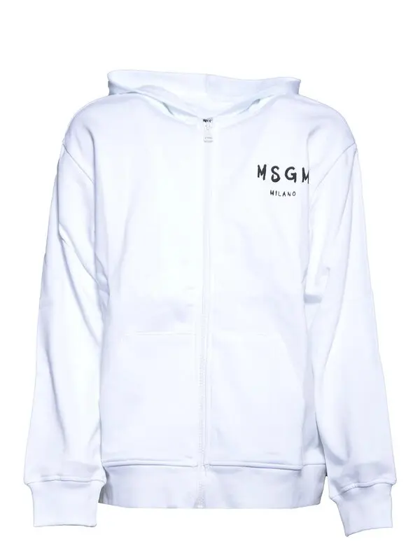 MSGM Zip Up Hoodie - Bianco