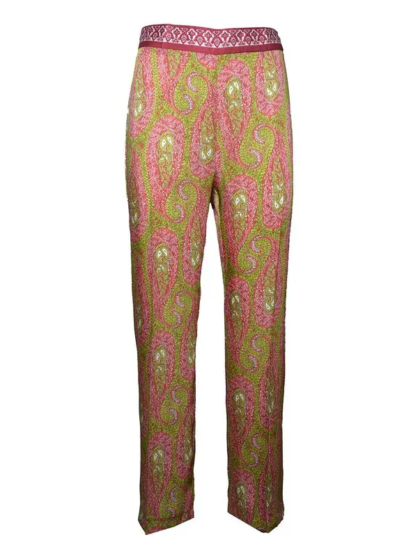 Etro Paisley Print Trousers - Rosa/verde
