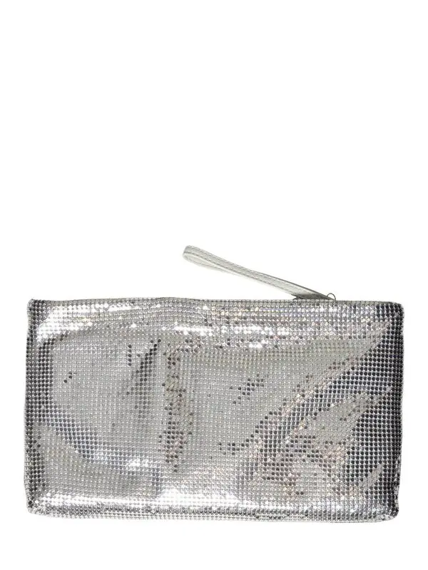 Rabanne Silver Metallic Mesh Pouch With Wristlet - Argento