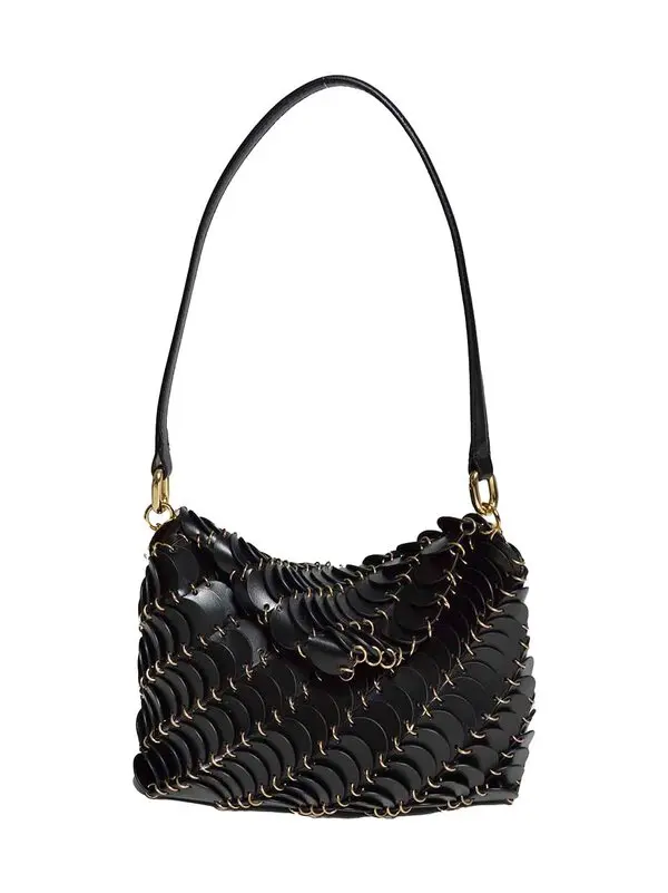 Rabanne Black Sequined Shoulder Bag With Gold Tone Hardware - Nero