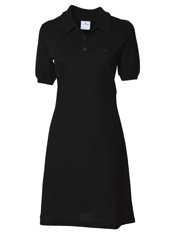 COURREGES Courrèges Black Short Sleeve Polo Dress - Nero