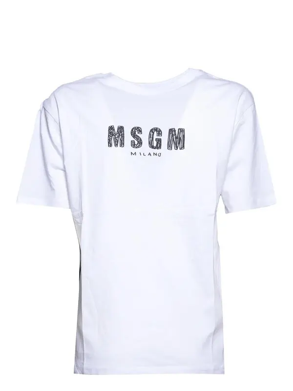MSGM Printed Cotton T-shirt - Bianco