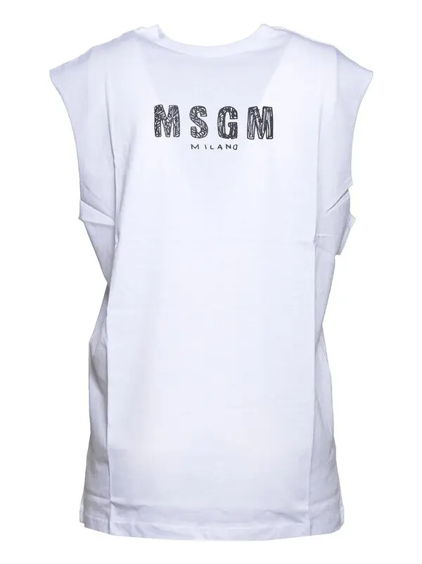 MSGM White T-shirt With Logo Detail - Bianco